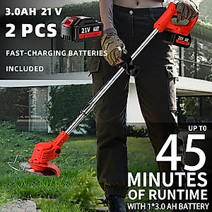 Cordless Weed Wacker,Battery Powered Weed Wacker 3 in 1 Rechargeable Weed Wacker Electric for Lawn Garden Yard, Includes 2 * 3.aH Batteries