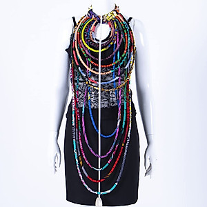 AFRICSTYLE African Necklaces for Women Jewelry Ladies Necklace Ankara Fabric Necklace (Multicolor)