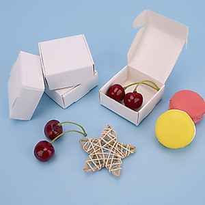 Sdootjewelry Small Gift Boxes 100 Pack, Kraft Gift Boxes Bulk 2.16’’ × 2.16’’ × 0.98’’, Small Cardboard Boxes for Jewelry Packaging, White