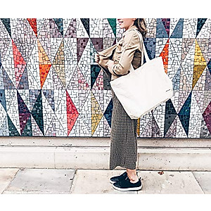 Canvas Grocery Shopping Bags - Cloth Tote Shopping Bags Heavy-duty - Washable Large Grocery Bags, Canvas Reusable Grocery Bags, Wine Shopping Bags with Handles, Reusable Tote Bag (1 Bag) 14"Hx17" Wx5"