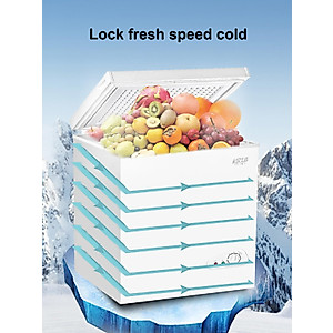 Chest Freezer Krib Bling Adjustable Thermostat Compact Freezers with Removable Storage Basket for House Kitchen Garage Basement (5.0 cu.ft, White)