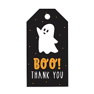 Andaz Press 40-Pack Boo Cute Ghost Halloween Classic Gift Tags with String Tags for Gift Bags Kids Halloween Thank You Tags Packaging Supplies Halloween Favor Tags Favor Bag Tags 2 X 3.75 Inch