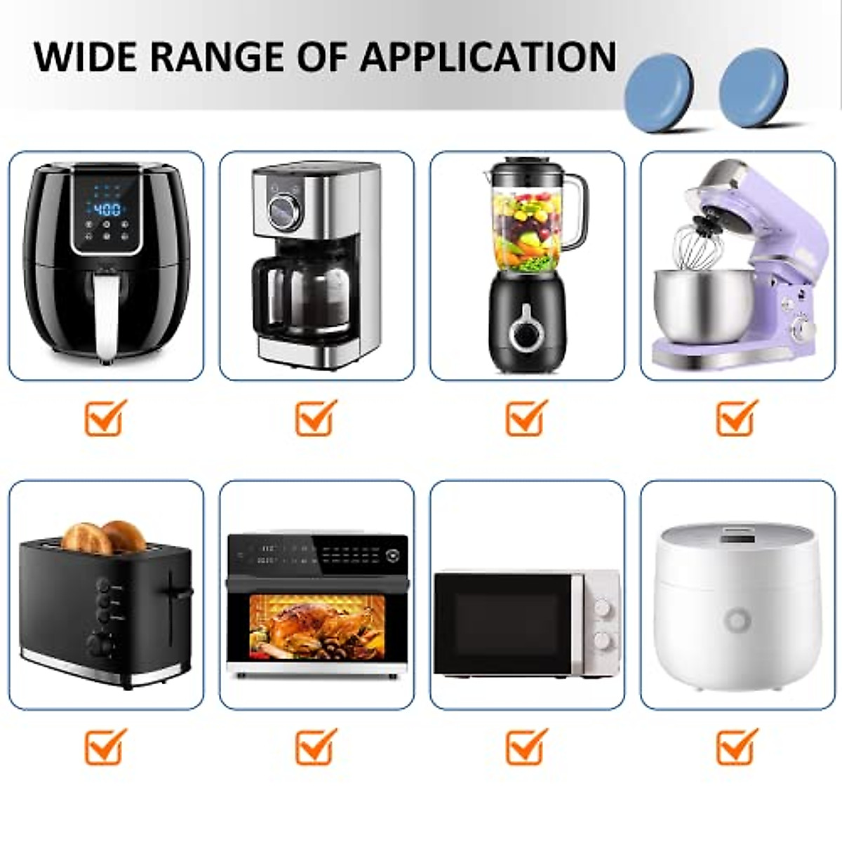 Appliance Sliders for Kitchen Appliances, 16PCS Self-Adhesive Small Magic Appliance Slider with Cord Organizer Storage for Countertop Coffee Maker (16PCS Small Appliance Sliders)