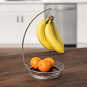 Spectrum Diversified Heritage Holder & Fruit Tray Storage Organization and Display of Produce Vegetables Banana Hanger, Galvanized, Fruit Basket