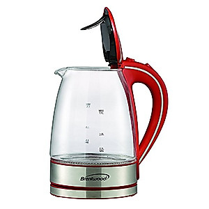 Brentwood Appliances KT-1900R Tempered Glass Tea Kettles, 1.7-Liter, Red
