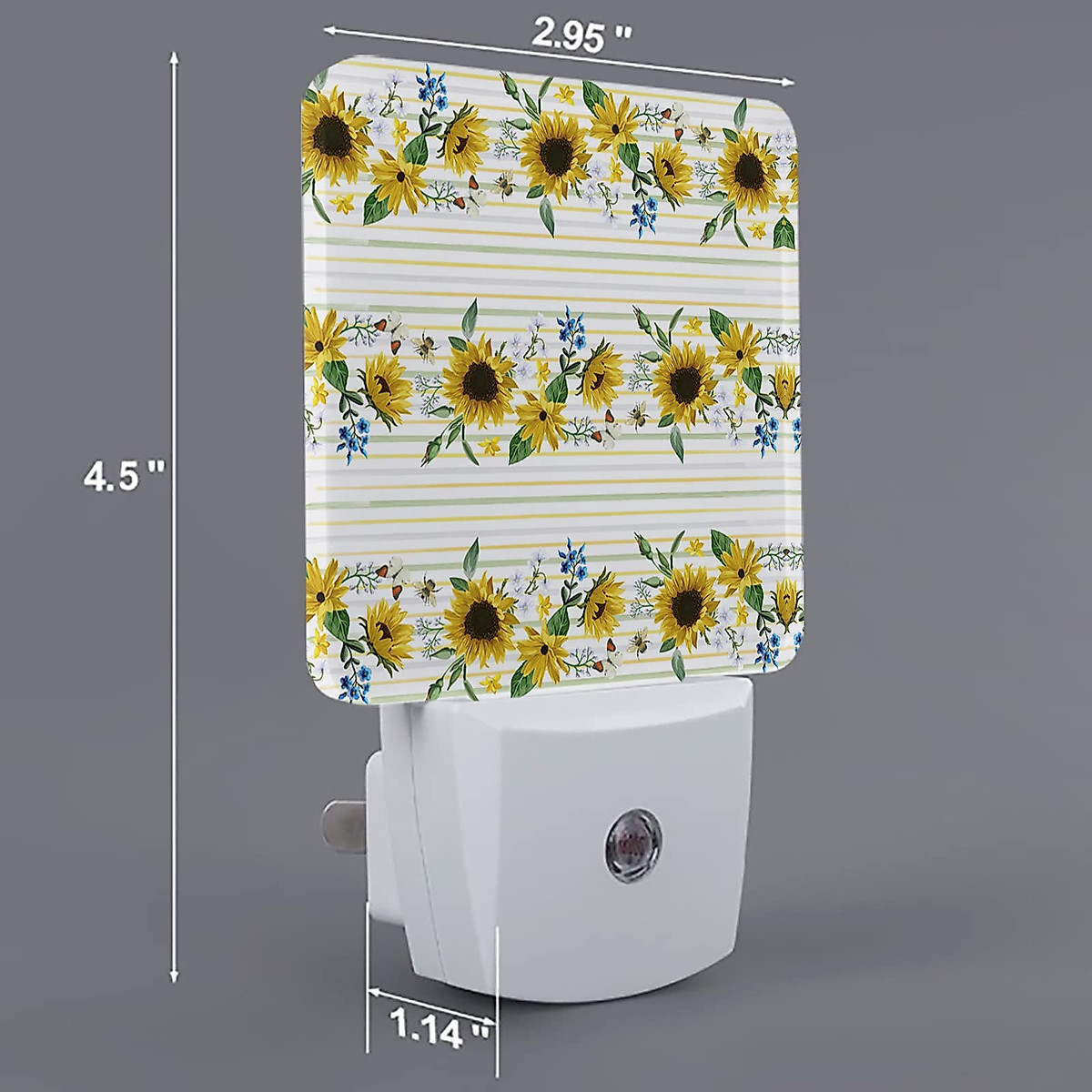 Big buy store Night Lights Auto Sensor Sunflower Butterfly Plug-in LED Nightlights Dusk to Dawn for Living Room, Bedroom, Bathroom, Kitchen, Hallway, Stairways, Spring Floral Yellow Green Stripes