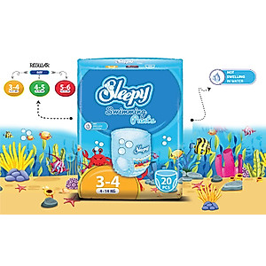 Swim Diapers, swim pants for Little Swimmers Size 4-5(15-40 LBS, Count- 17 PCs), Disposable diaper for Splashers