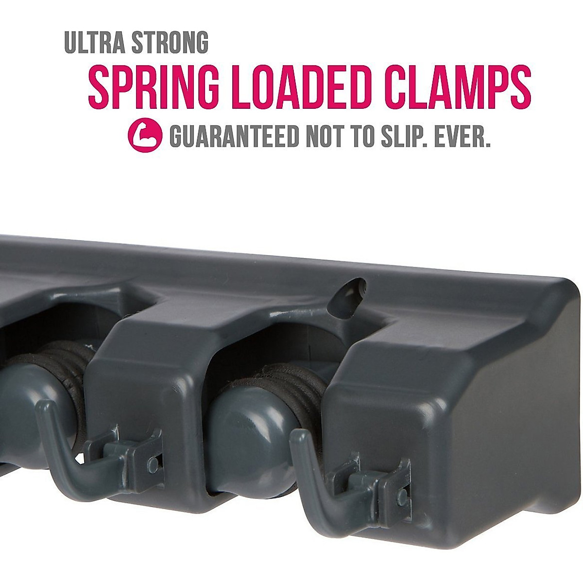 Berry Ave Broom Holder & Wall Mount Garden Tool Organizer- Kitchen, Closet, Garage & Laundry Room Storage w/ 5 Slots And 6 Hooks- Wall Holder For Broom, Rake & Mop Handles Up To 1.25” [Black, 4 Pack]