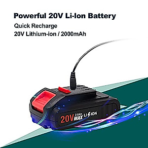 Kinswood 20V 2.0A Batteries Cordless Lithium-ion 12-in-1 Blower Vacuum for Blowing Leaves, Vacuuming Dusts