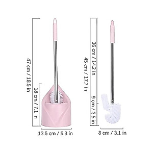 Household Toilet Bowl Brush Floor Stand Double Sided Brush Head Toilet Brush Stainless Steel Long Handle Toilet Cleaner Brush