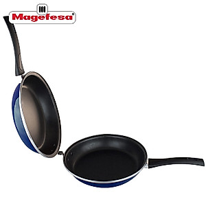 MAGEFESA ® Frittata spanish tortilla frying pan, 9.4 in, blue, double layer non-stick frying pan, vitrified steel, compatible with all types of fire, including induction, Dishwasher safe, Ergonomic