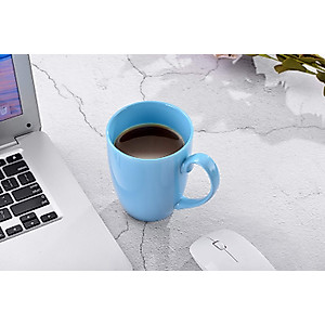 MIWARE 13 Ounce Porcelain Mugs, Set of 6, Tea and Coffee Mug Set, Multicolor (Multicolor, 13OZ)