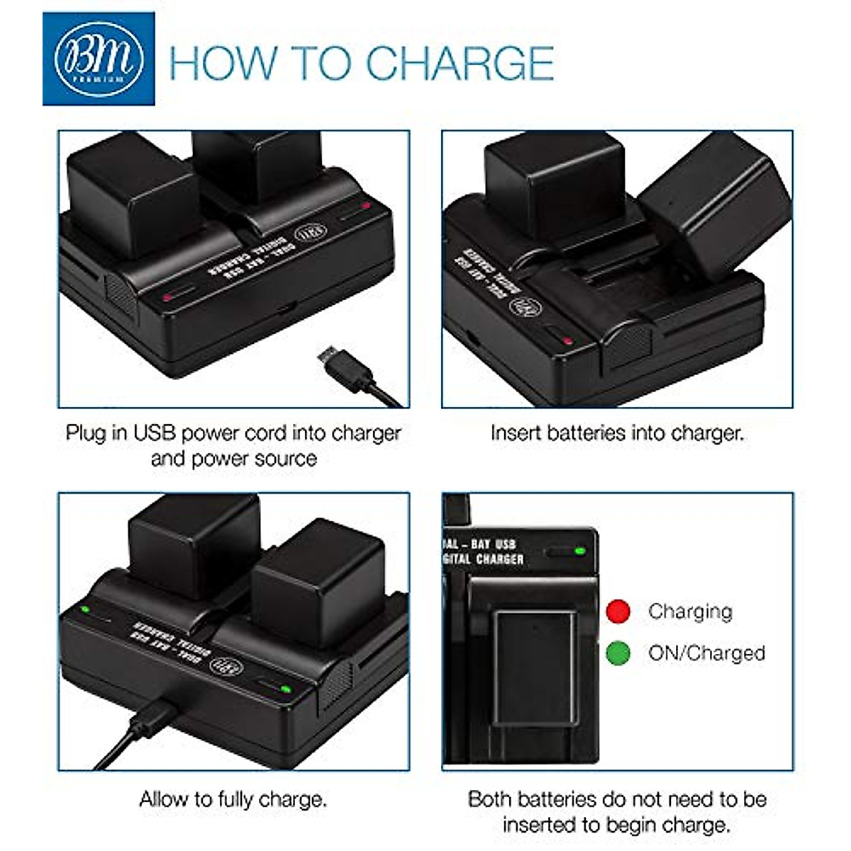 BM Premium BP-727 Battery and Charger for Canon Vixia HFR80, HFR82, HFR800, HFR30, HFR32, HFR300, HFR40, HFR42, HFR400, HFR50, HFR52, HFR500, HFR60, HFR62, HFR600, HFR70, HFR72, HFR700, HFM52, HFM500