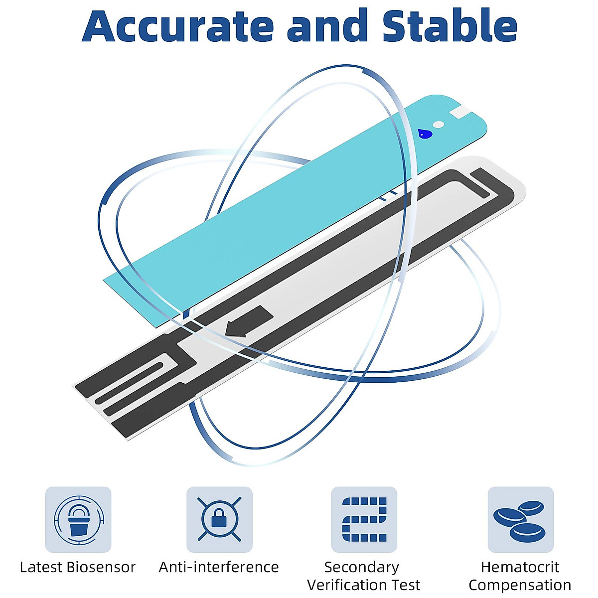 Metene TD-4116 Blood Glucose Test Strips, 100 Count Blood Sugar Test Strips for Diabetes, Use with metene TD-4116 Blood Glucose Monitoring System Only
