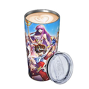 STENUA Saint Seiya Stainless Steel Vacuum Insulated Coffee Mug Anime Thermal Cup Travel Tumbler Mugs With Lid Brush And Straw For Home Office Car 20 Oz