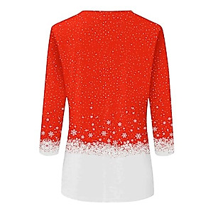 Christmas Plaid Shirt, Longsleeve Class of 2036 Handprint Shirt Women's Fashion Casual 3/4 Sleeve Christma Print Stand Collar Pullover Top Christmas Christmas Boho Tunic Tops (5-Vermilion,X-Large)
