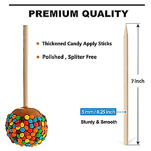 Gere Thick Candy Apple Sticks,120 Pack, 7 Inch 5mm,Caramel Apple Sticks, Bamboo Skewers for Corn Dog, Corn Cob, Kabob, Lollipop, Grill, Semi Point Food Caramel 120 pcs