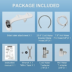 Bidet Toilet Attachment w/Digital Display Temperature, Adjustable Cool to Warm Water, Non-Electric Self Cleaning Dual Retractable Nozzles for Rear & Feminine Wash