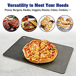 TCFUNDY Pizza Steel for Oven, Baking Steel Pizza Stone for Grill and Oven, Pre-Seasoned Solid Carbon Steel Non-Stick Pizza Pans, 13.5"x10"x¼"