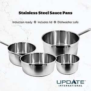 Update International SSP-2 Stainless Steel Sauce Pan with Cover, 2-Quart, silver