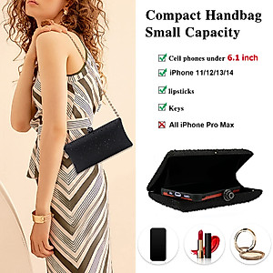 jessie Women Beaded Clutch Bag Rhinestone Crystal Purse Glitter Evening Handbag for Wedding Cocktail Prom Party (Black)