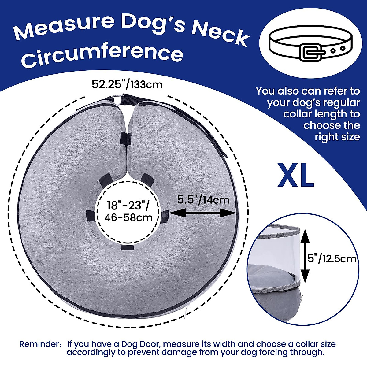 BARKLESS Dog Cone Collar, Inflatable Dog Cone After Surgery for Large Dogs, Soft Dog Cone of Alternative with Enhanced Anti-Licking Guard Shield for Pets, Protective Dog Donut Collar