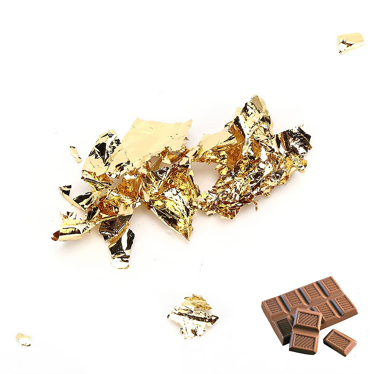 Serlium Edible Gold Leaf, Gold Leaf Cake Decoration Gold Flakes Food Gold Foil Decoration Baking Gold Foil Decor Chocolates Decor Gold Leaf Sheets for Cooking Dessert Decoration Crafts Makeup (2Pcs)