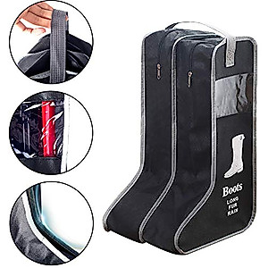 Satisfounder Portable Boot Storage Bags Dust Proof Shoe Bags for Storage,2 Pair Zippered Tall Boots Organizer Protector Bag with Handle for Home and Travel (Black)