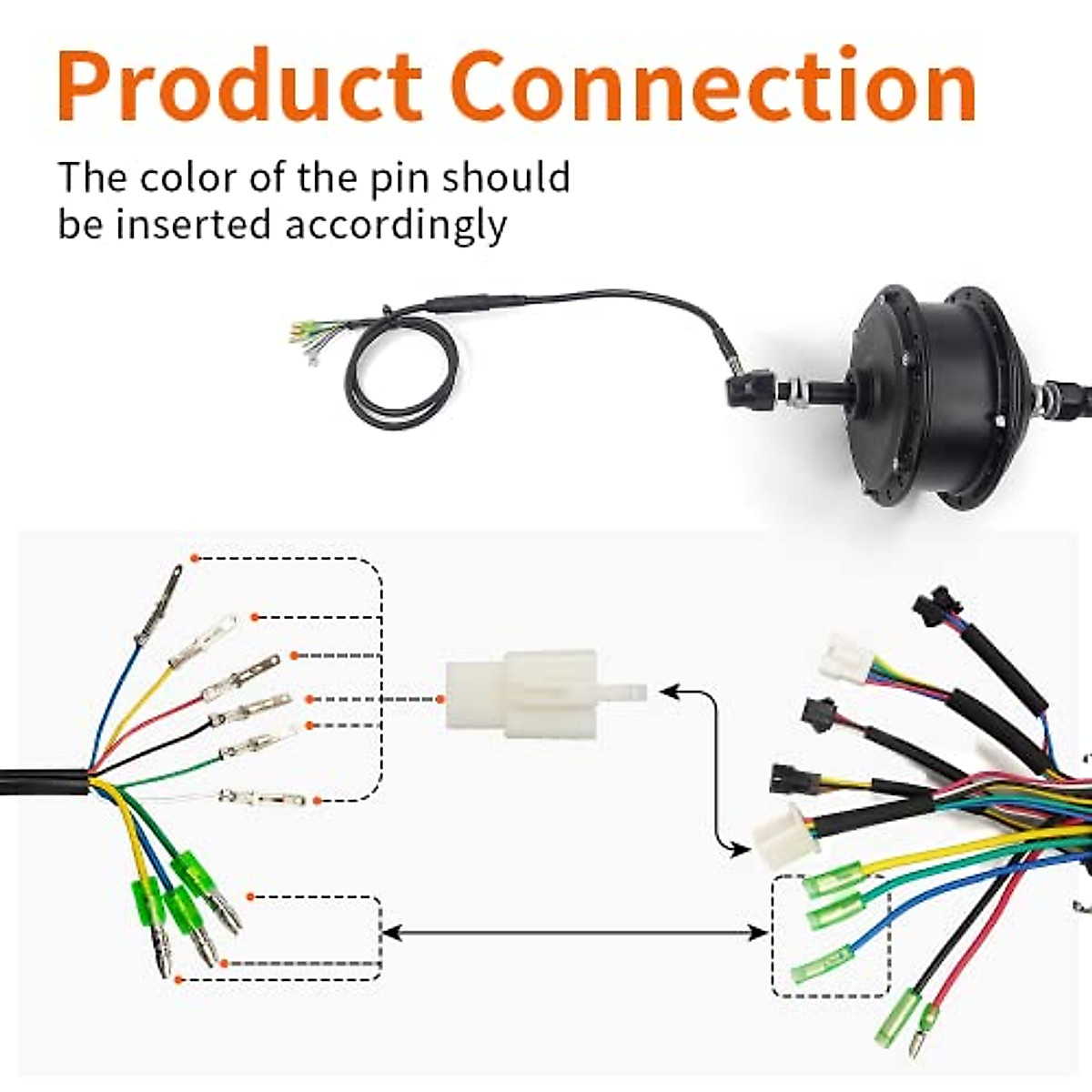 Hub Motor Convert Extension Cable 9 Pin Waterproof Connector 36V 48V 52V 250W-1200W Ebike Motor Conversion Line 60cm 130cm 160cm Electric Bike Accessories (130cm Female)