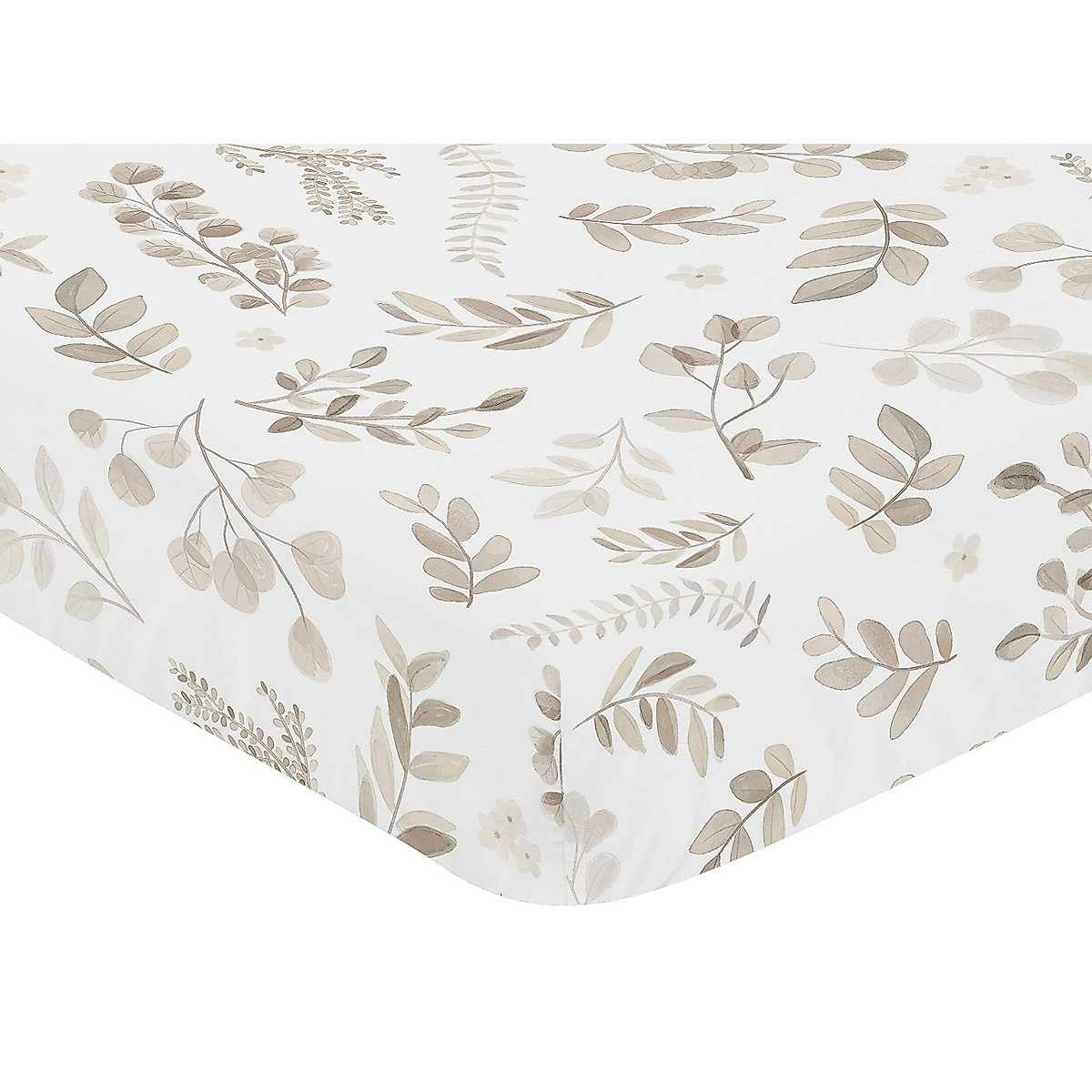 Sweet Jojo Designs Boho Botanical Leaf Boy or Girl Fitted Crib Sheet Baby or Toddler Bed Nursery - Gender Neutral Ivory Cream Beige Tan Off White Taupe Woodland Farmhouse Floral Leaves Bohemian Garden