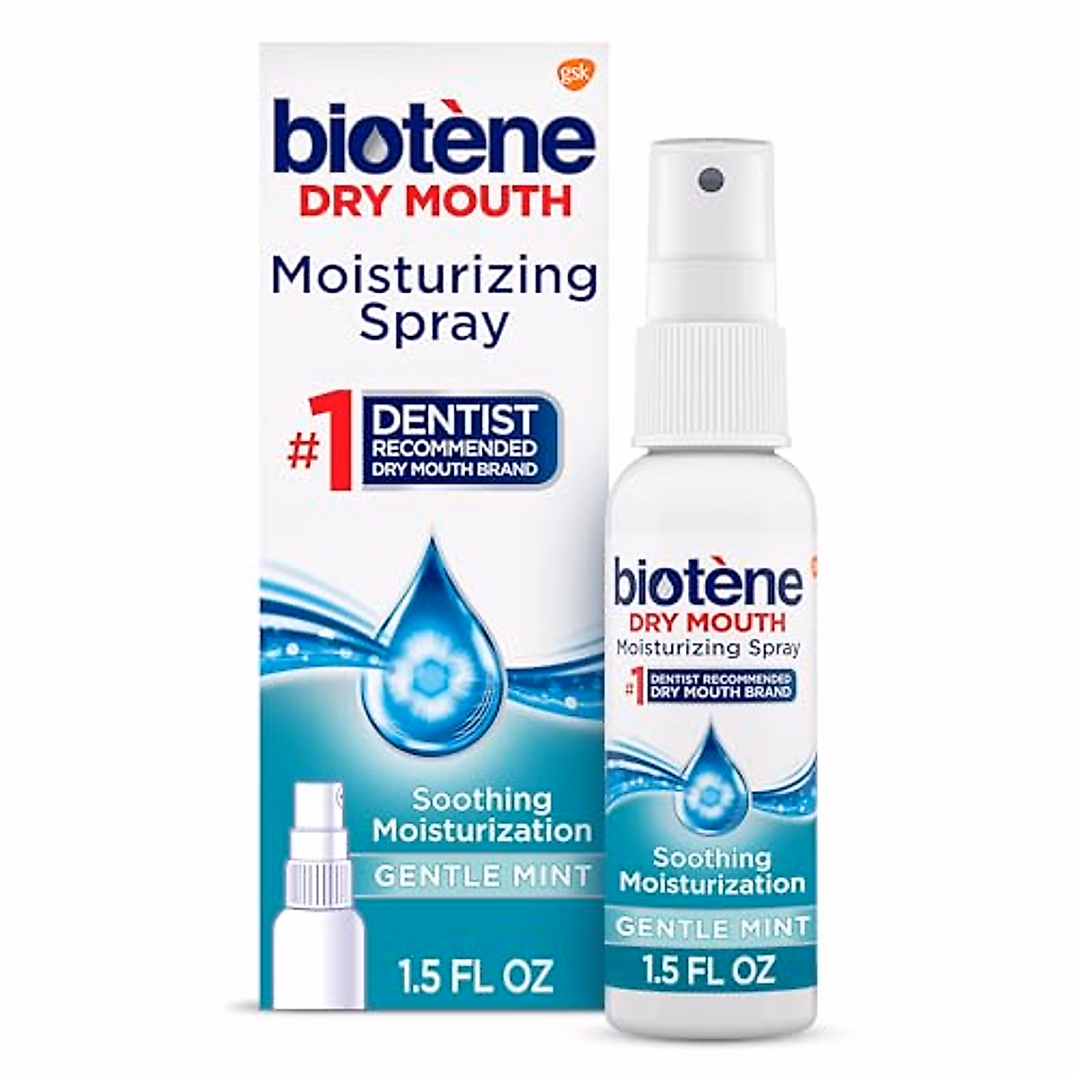 biotène Moisturizing Dry Mouth Spray, Moisturizing Spray for Dry Mouth and Bad Breath, Gentle Mint - 1.5 Fl Oz