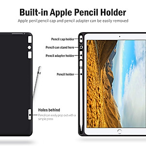 Antbox Case for iPad Pro 9.7/ iPad Air/iPad Air 2 with Built-in Pencil Holder Auto Sleep/Wake Function PU Leather Smart Cover (Black)