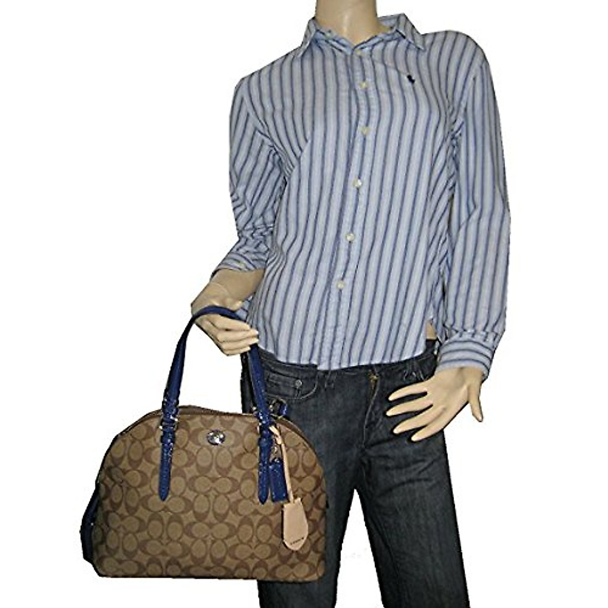 Coach Peyton Cora Domed Satchel Crossbody Bag Handbag Khaki Sky 24606