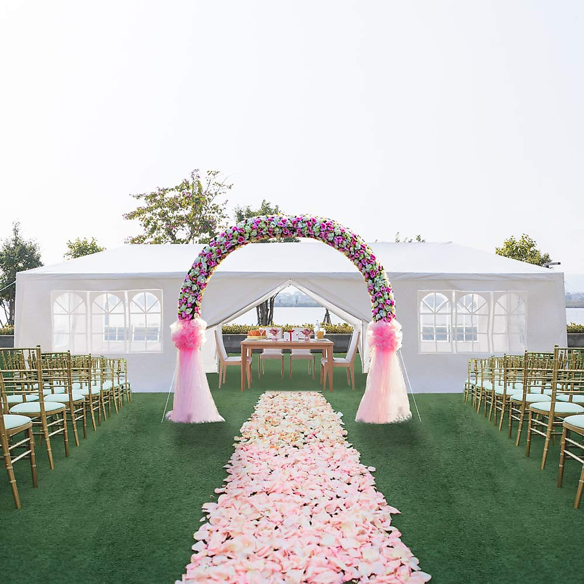 KepooMan 10' x 30' Outdoor Gazebo Canopy Waterproof Party Tent Wedding Canopy with 8 Removable Sidewalls & Brighter Church Windows