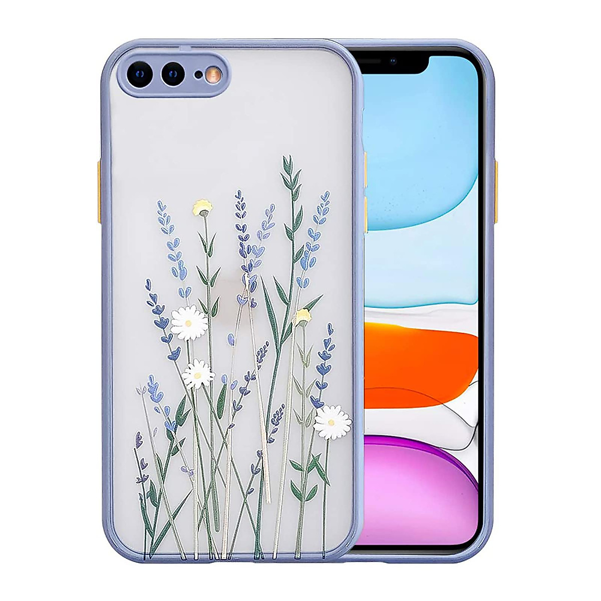 Ownest Compatible with iPhone 7 Plus/8 Plus Case with Clear Flower Frosted PC Back 3D Floral Girls Woman and Soft TPU Bumper Protective Silicone Slim Case for iPhone 7 Plus/8 Plus-Purple