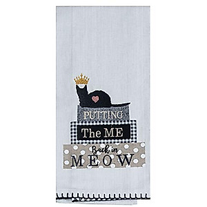 18TH STREET GIFTS Cat Kitchen Towels, Set of 3 Embroidered Dish Towels and Dishwasher Magnet - Cat Kitchen Accessories