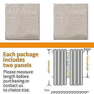 YoungsTex Linen 100% Blackout Curtains for Bedroom 63 Inches Length 2 Panels, Thermal Insulated Linen Textured Full Room Darkening Curtains for Living Room Back Tab and Rod Pocket, 52 X 63 Inch, Beige
