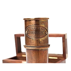 Vintage 1915 Retro Sailor Marine Telescope Copper Antique Royal Navy telescopes Wooden Box Glass Cover