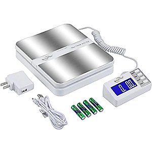 Weighmax 130Lb x0.1OZ Extended Display Digital Shipping Postal Scale, White