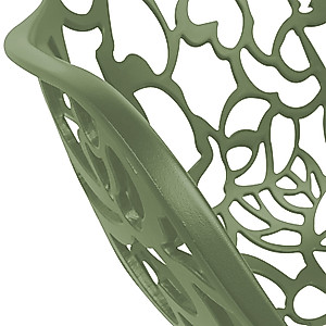 LeisureMod Devon Modern Aluminum Indoor-Outdoor Stackable Patio Dining Armchair, Set of 2, Khaki Green