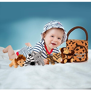 Jungle Friends Talking Plushie Set - for Boy & Girl, Realistic Sounding Stuffed Animal Toys Babies, Toddlers & Children - Lion, Elephant, Tiger, Zebra & Monkey