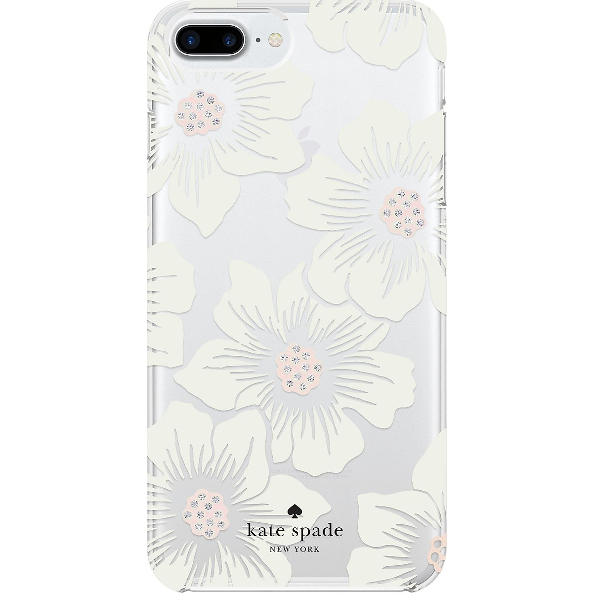 kate spade new york Protective Hardshell Case for iPhone 8 Plus, iPhone 7 Plus, iPhone 6s Plus & iPhone 6 Plus - Hollyhock Floral Clear / Cream with Stones