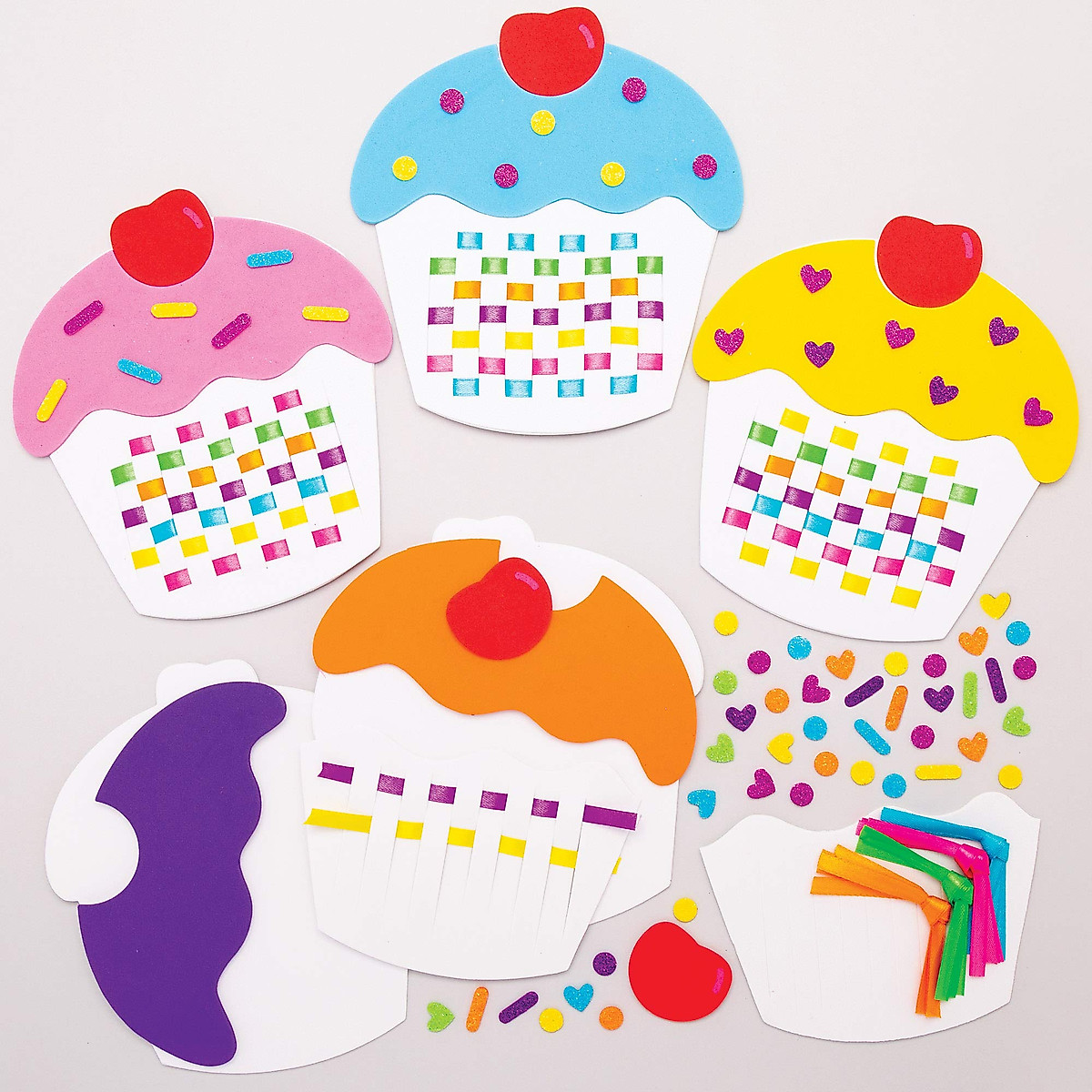 Baker Ross AT394 Cupcake Weaving Kits - Pack of 6, Introductory Sewing for Beginners and for Kids Arts and Crafts Projects