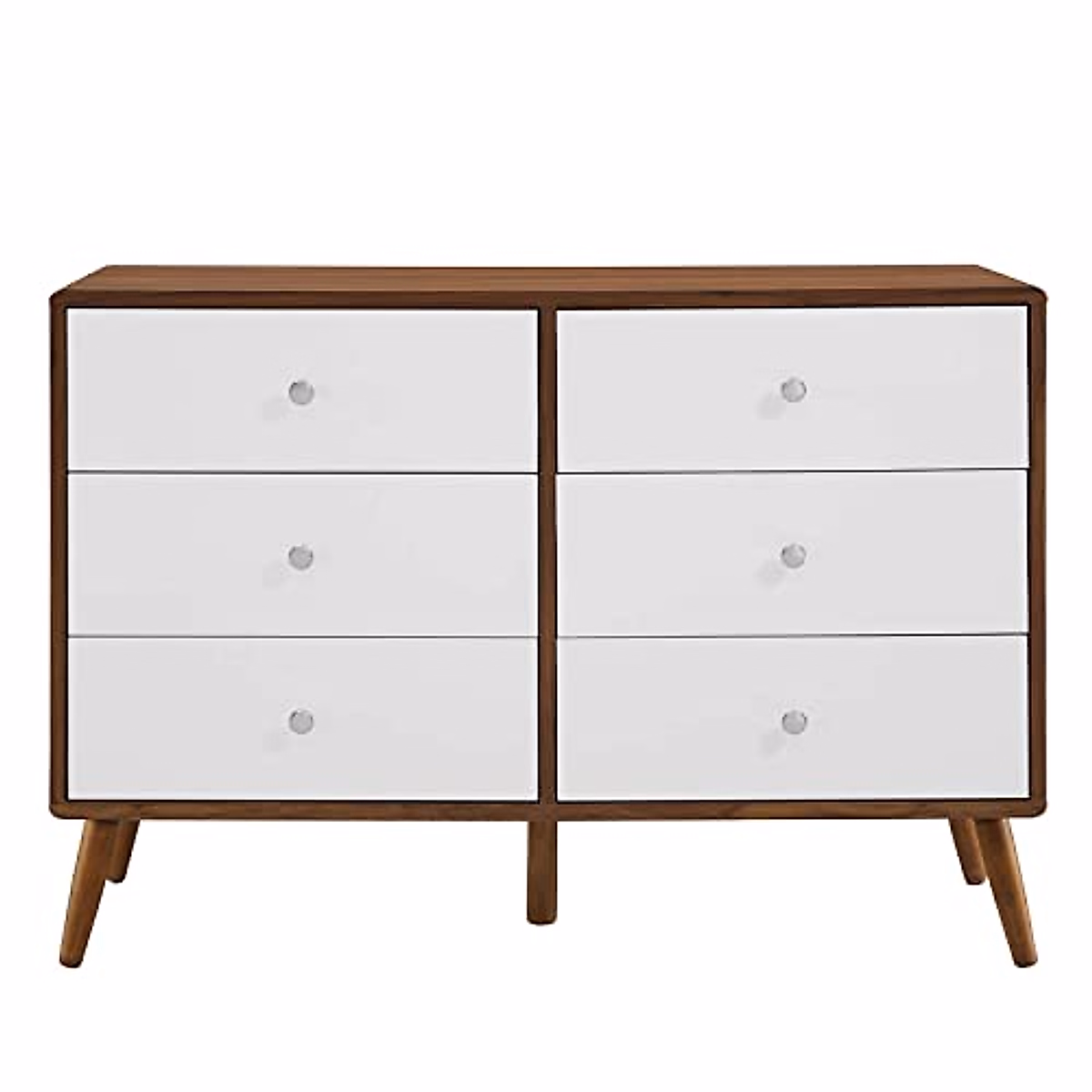 Modway Transmit Mid-Century Modern 47" Wood Dresser in Walnut White