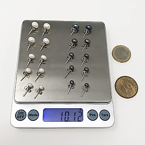 Alevel 4-8mm Freshwater Cultured Black Pearl, 925 Sterling Silver Stud Earrings 5 Sets, Women Gifts