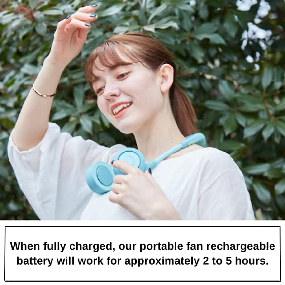 SPICE OF LIFE Bladeless Neck Fan - W Fan Blade Free 2.1, Navy - USB Rechargeable Battery, 2 to 5 Hour Life, Flexible Arms, 5 Speed Settings, Stimulating Breeze Helps Prevent Sleepiness While Driving