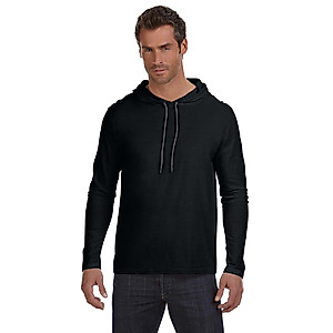 Anvil Lightweight Long-Sleeve Hooded T-Shirt (987AN)- BLACK/DARK GREY,XL