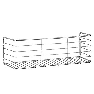 mDesign Wide Metal Wall Mount Decor Storage Organizer Display Shelf - Hang in Bathroom, Kitchen, Entryway, Hallway, Mudroom, Bedroom, Laundry Room - Concerto Collection, 2 Pack - Chrome