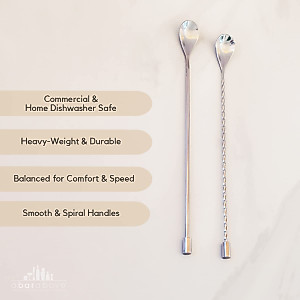 A Bar Above Bar Spoon Set – Drink Mixing Spoons for Mixing Glass or Shaker – Stainless Steel Cocktail Stirrer Set – Heavyweight Drink Stirrers – Professional-Quality Mixing Spoon Set (12”, Set of 2)