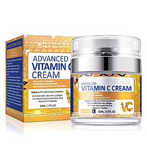 ELBBUB Vitamin C Moisturiser Cream for All Skin Types - for Age Spots and Uneven Skin Tone with 20% Vitamin C - Boost Skin Collagen,Hydrate & Plump Skin, Anti Aging & Wrinkle Facial Cream